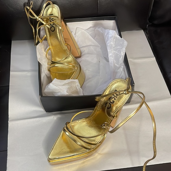 EGO | Shoes | Brand New Glossy Gold Ego Wedge Style Heels | Poshmark